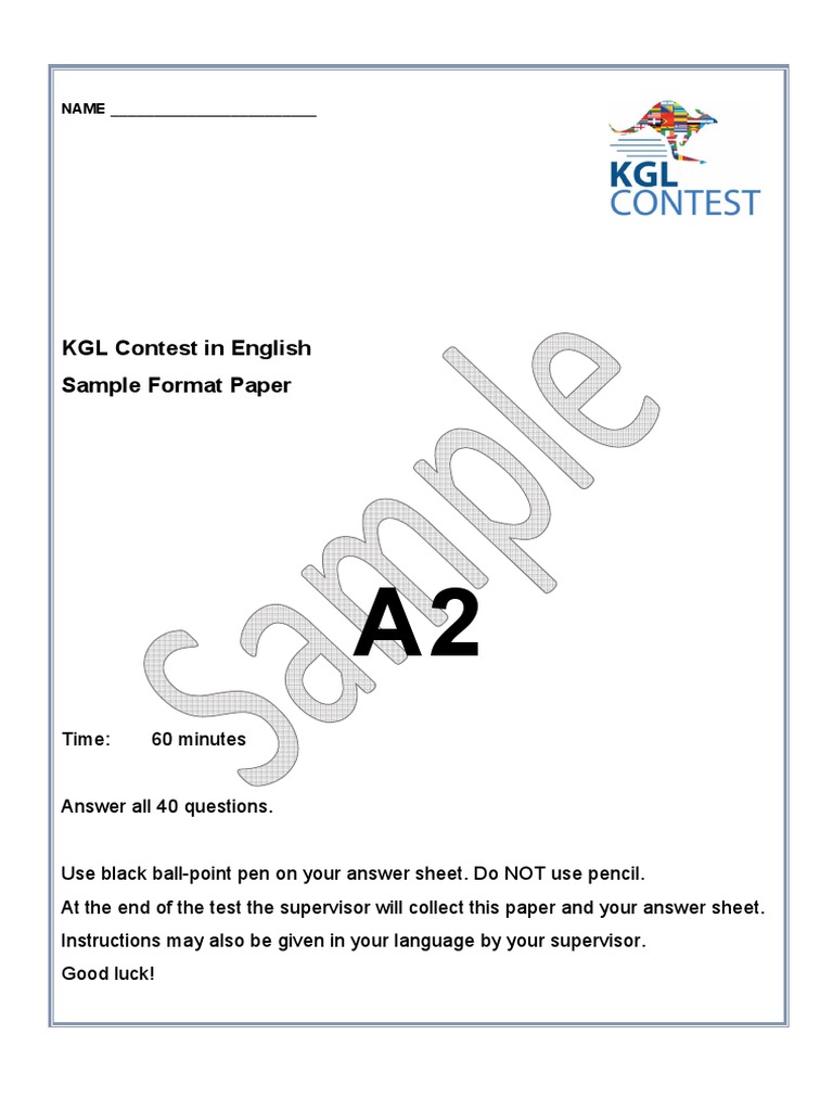 KGL Sample Format Paper A2 | PDF