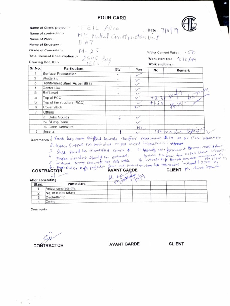 Pour Card | PDF | Composite Material | Concrete