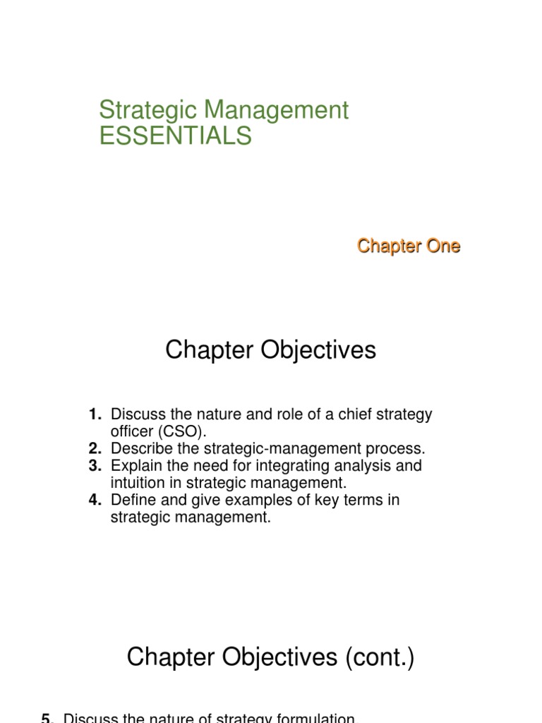 Chapter 1 - Strategic Management Essentials | PDF | Strategic ...