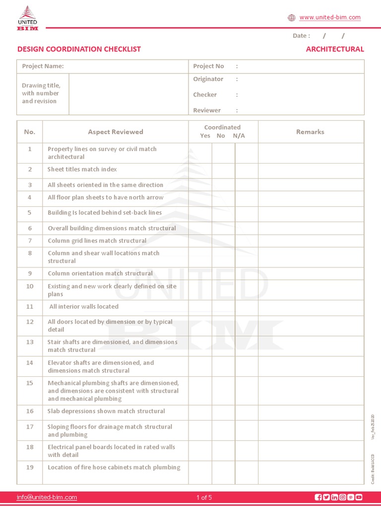 Design-Coordination-Checklist Architectural Verfeb252020 | PDF | Door ...