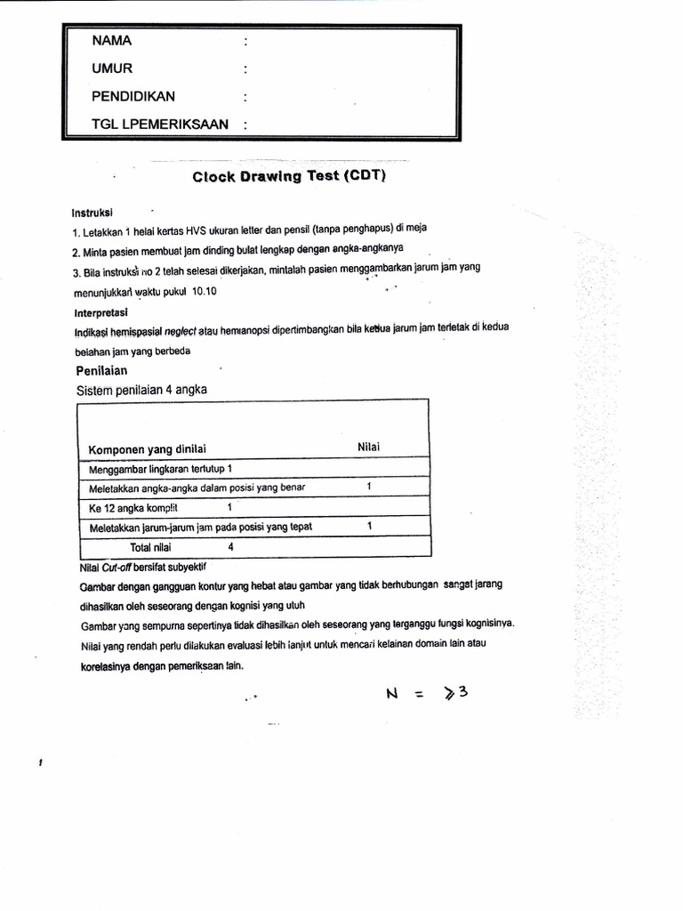 Clock Drawing Test (CDT) | PDF