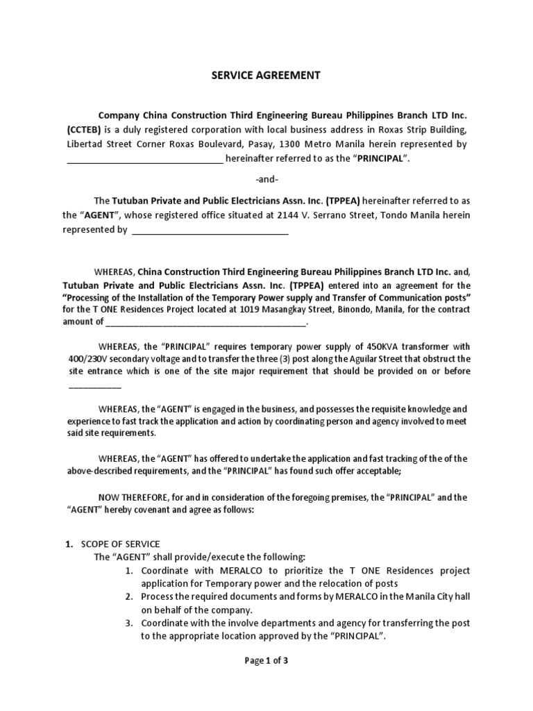 SERVICE AGREEMENT CONTRACT (AutoRecovered) | PDF | Payments | Indemnity