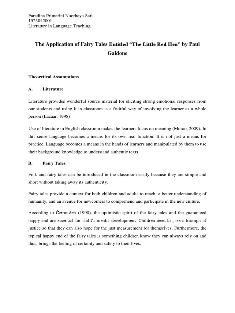 Teaching Morals with "Little Red Hen" | PDF | Fairy Tales | Reading ...