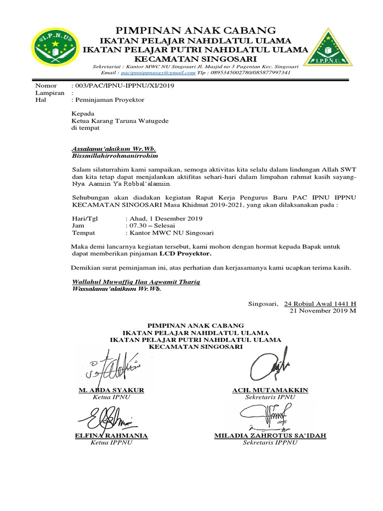 Peminjaman Proyektor untuk Rapat | PDF