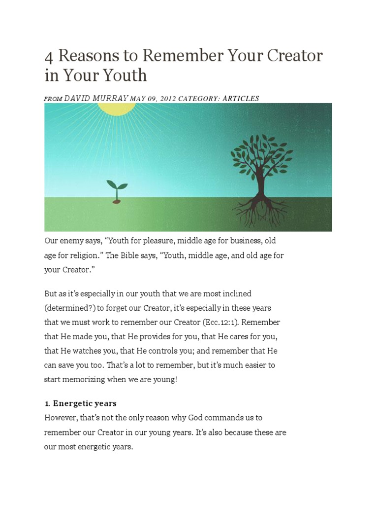 4 Reasons To Remember Your Creator | PDF | God | Soul