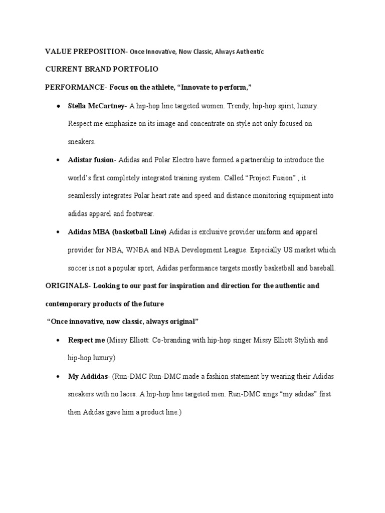 Value Preposition | Download Free PDF | Adidas | Fashion