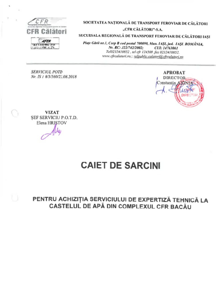 Caiet de Sarcini - Expertiza Tehnica PDF | PDF