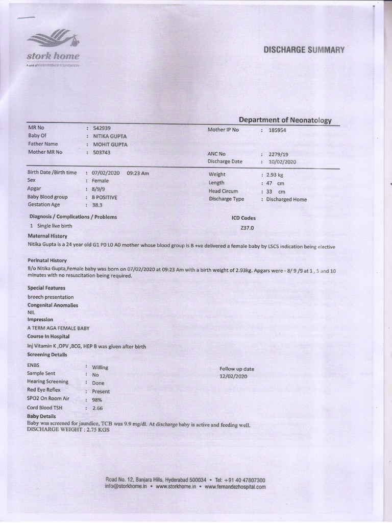 Discharge Summary | PDF