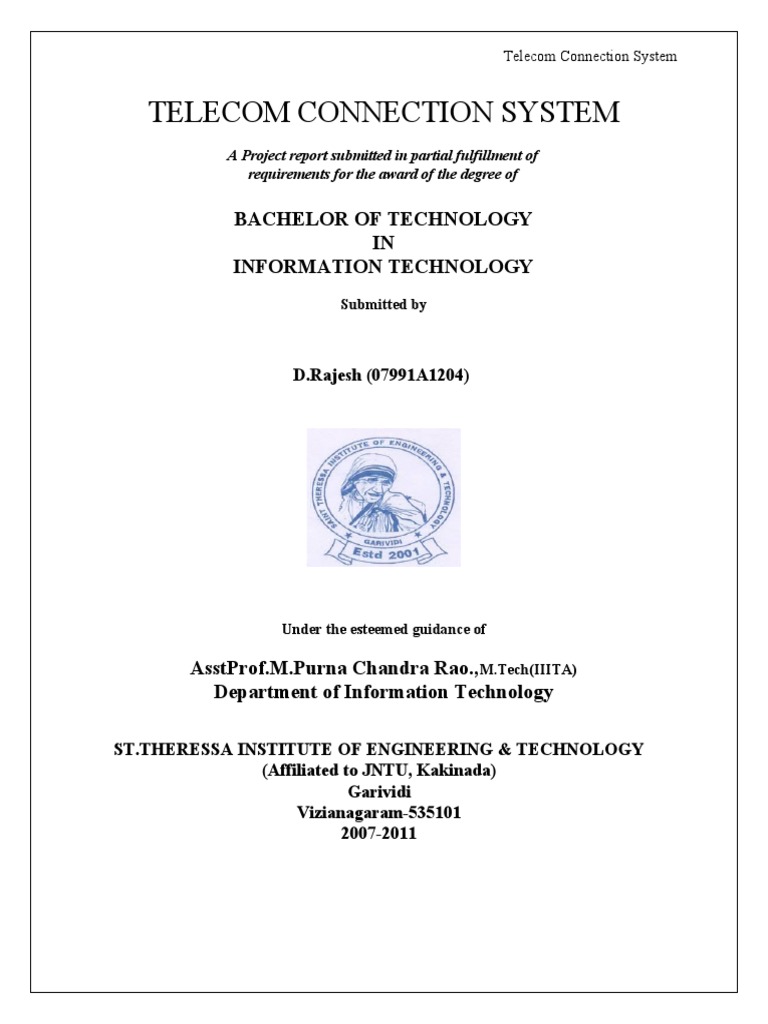 Telecom Connection System: Bachelor of Technology IN Information ...