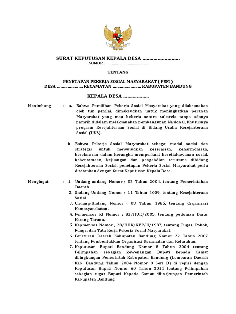 Contoh SK PSM Desa | PDF