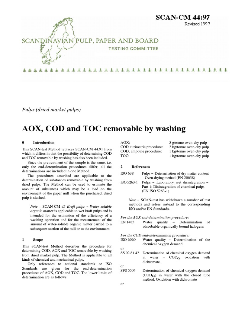 AOX COD Removal by Washing | PDF