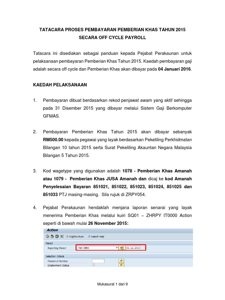 Tatacara Proses Bayaran Pemberian Khas Offcycle 2015 | PDF ...