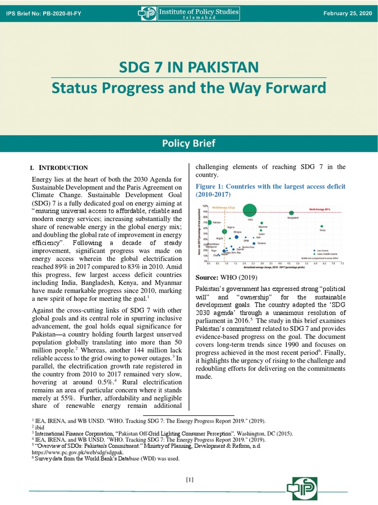 Pakistan's Commitment to SDG 7: Energy Access | PDF