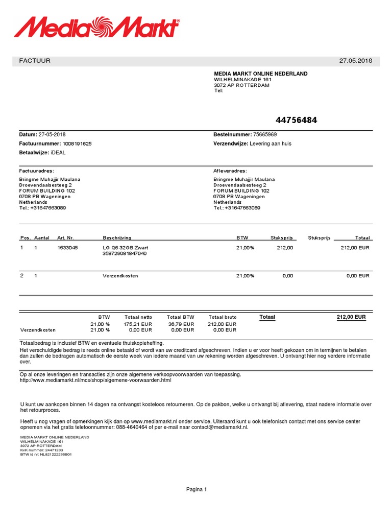 Invoice 1008191625 20180527 195249 NLD NLD | PDF