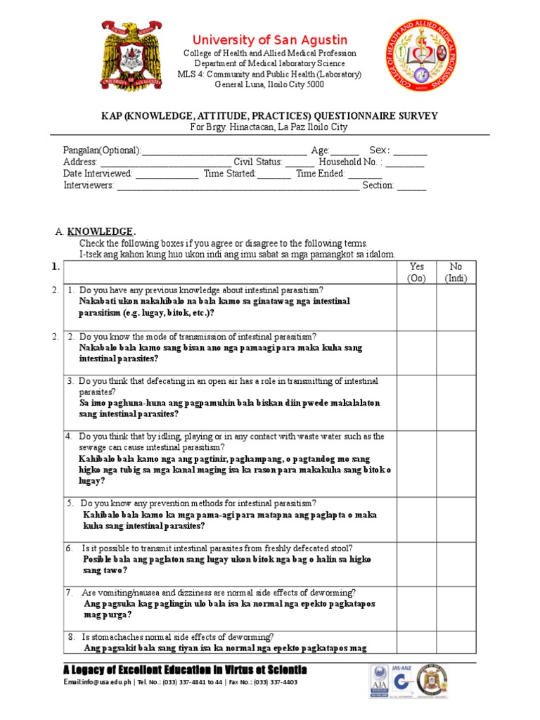 KAP Questionnaire MLS 1C | PDF