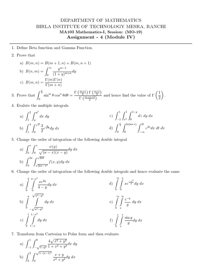 MA 103 - Tutorial-4 PDF | PDF | Teaching Methods & Materials