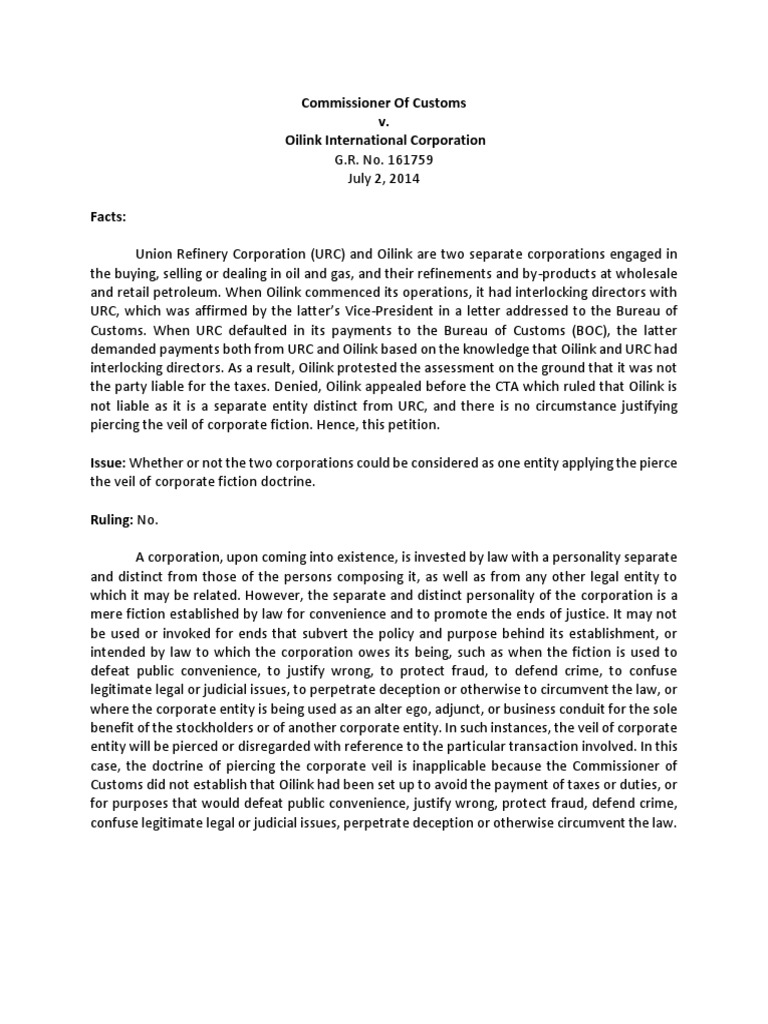 COC v. OIlink International | PDF | Finance & Money Management