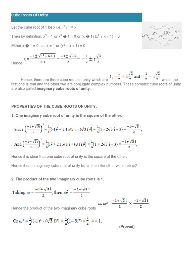 Cube Roots of Unity | PDF | Teaching Methods & Materials