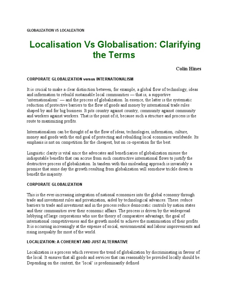 Globalization vs Localization