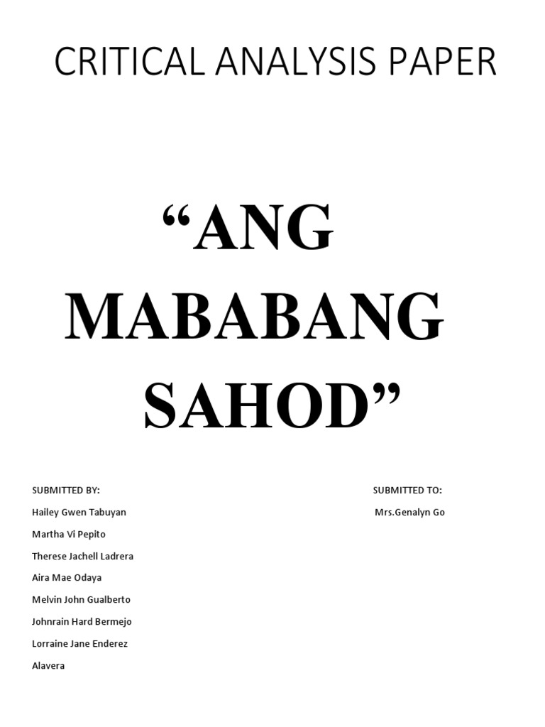 Critical Analysis Paper Pdf