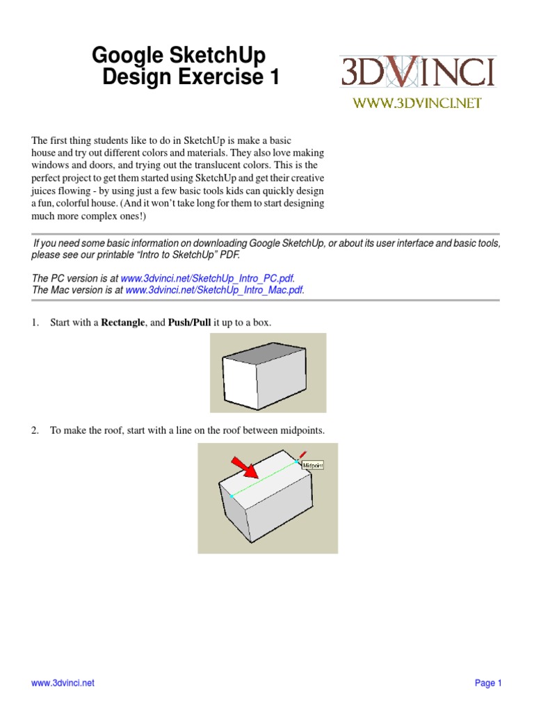 Google Sketchup Design Exercise 1 PDF | PDF