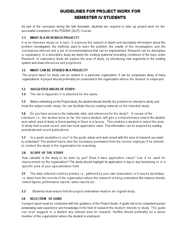 Project Work Guidelines | PDF | Marketing Research | Business