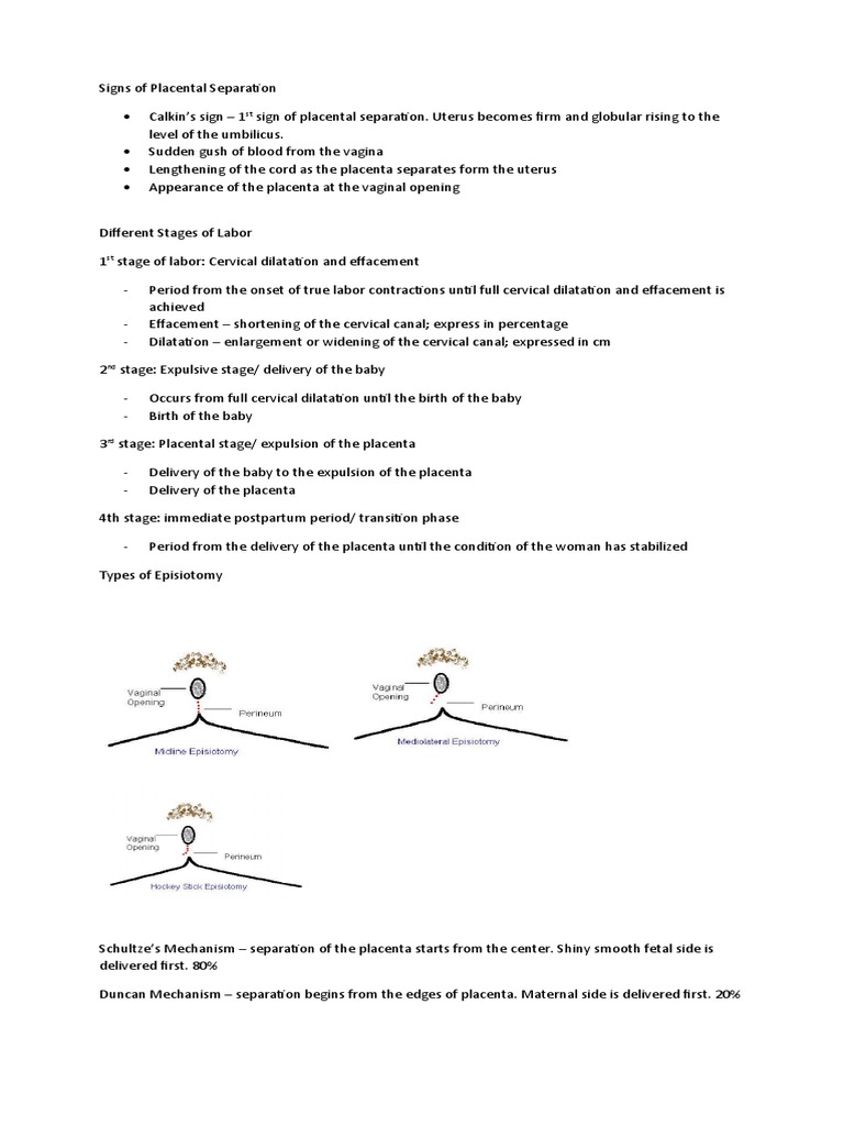 Signs of Placental Separation Explained | PDF