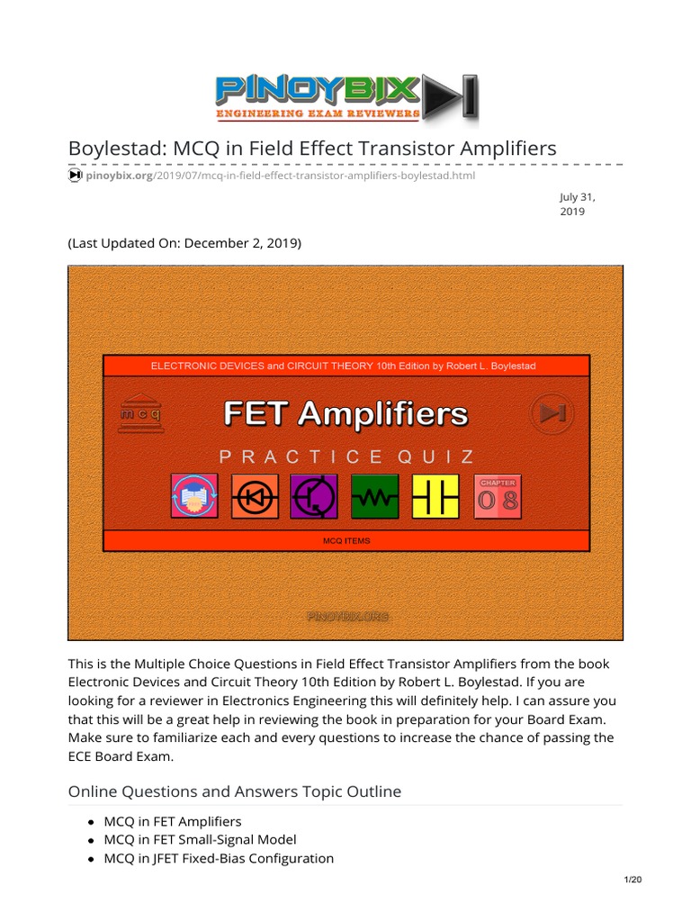 MCQ in FET Amplifiers | PDF