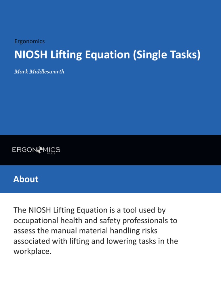 NIOSH Lifting Equation Single Tasks Slideshare PDF | PDF