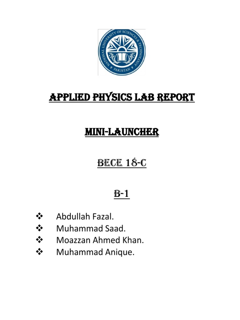 Applied Physics Lab Report (Mini-Launcher) | PDF | Teaching Methods ...