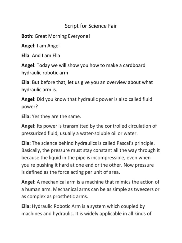 Script For Science Fair Edited