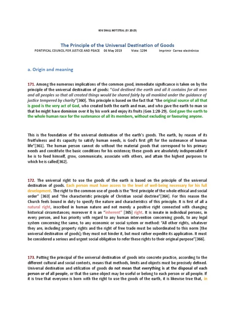 Universal Destination of Goods | PDF