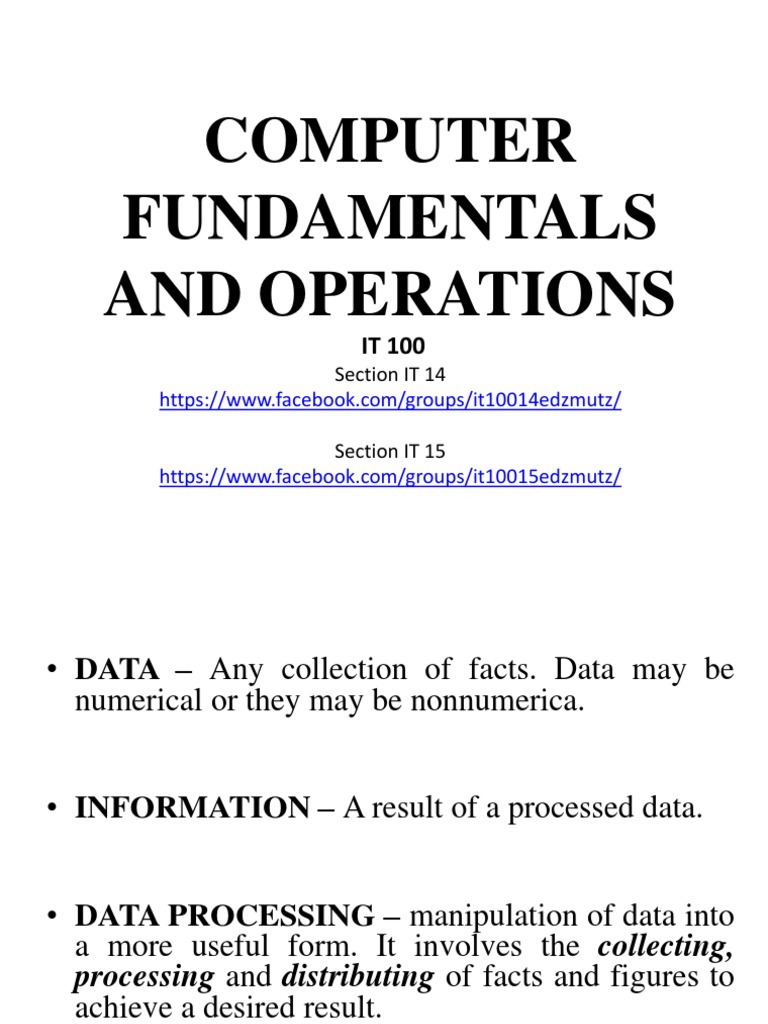 Computer Fundamentals and Operations | PDF