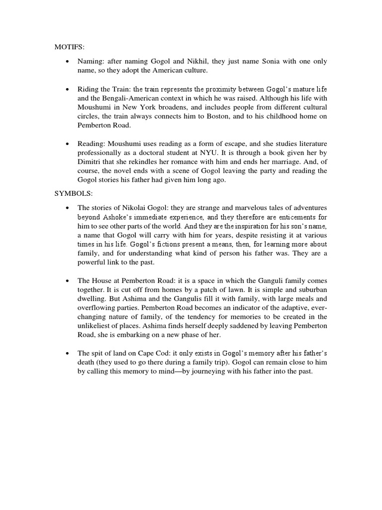 Cultural Symbols in "The Namesake" | PDF