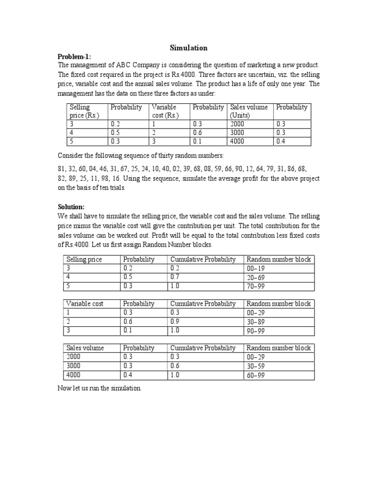 Simulation Problems Ans | PDF | Technology & Engineering