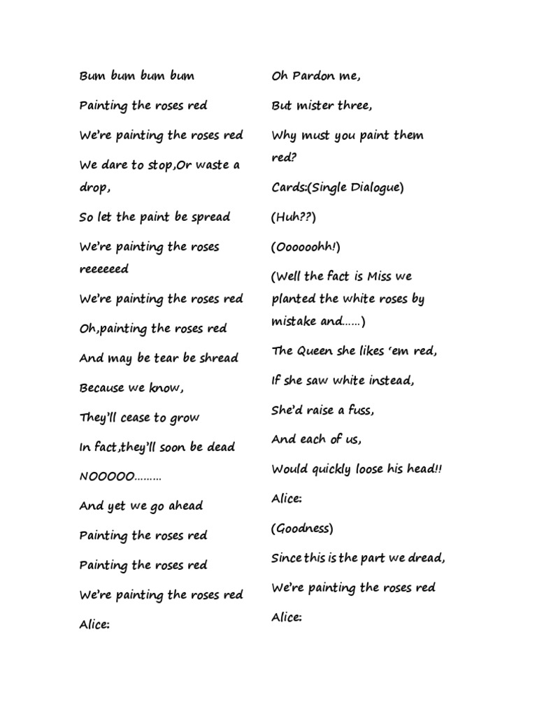 Paint The Roses Red Lyrics | PDF