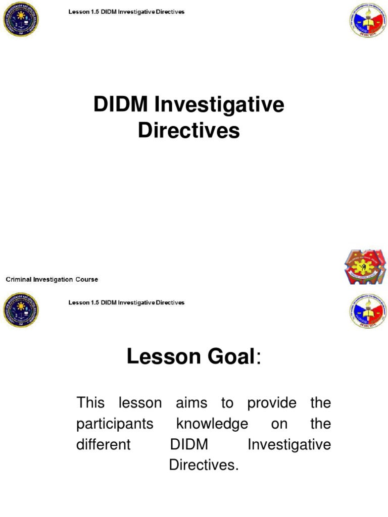 DIDM Investigative Directives Overview | PDF | Business | Social Science