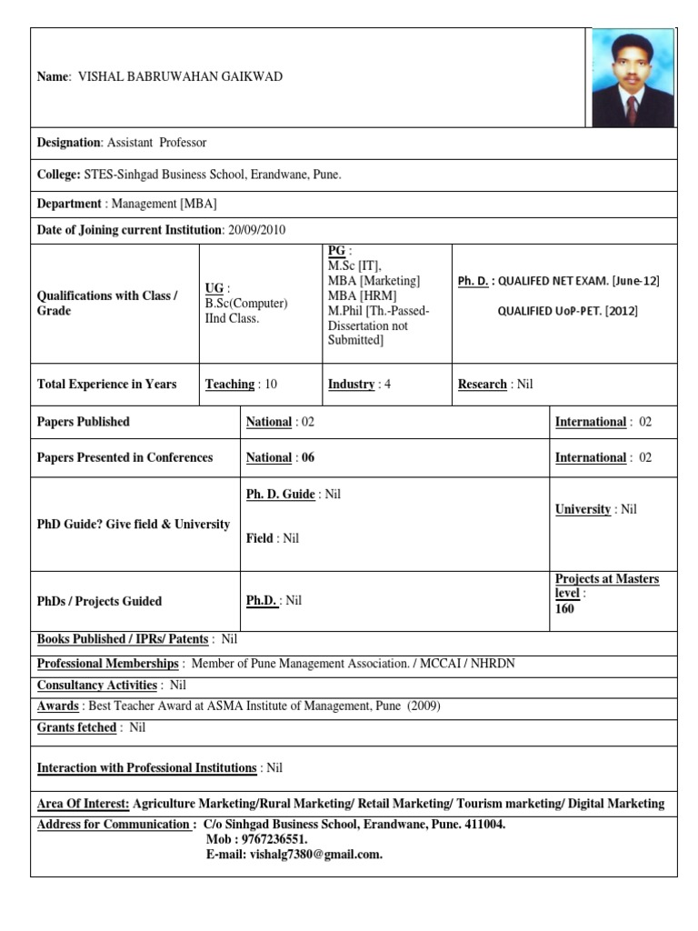Vishal Gaikwad 1 PG CV | PDF