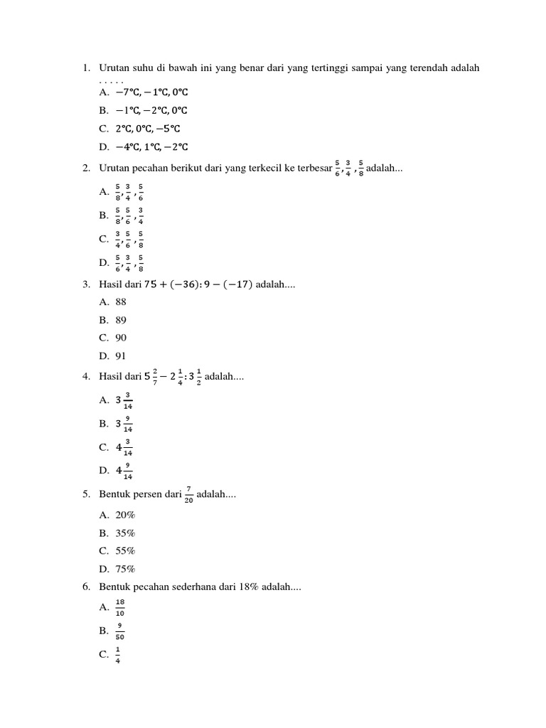 Soal PTS MTK Vii | PDF