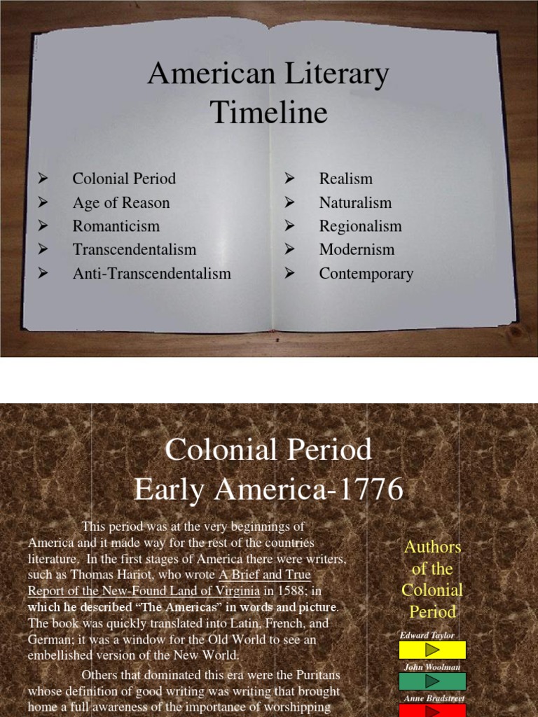 Timeline of American Literary Periods | PDF | General Fiction
