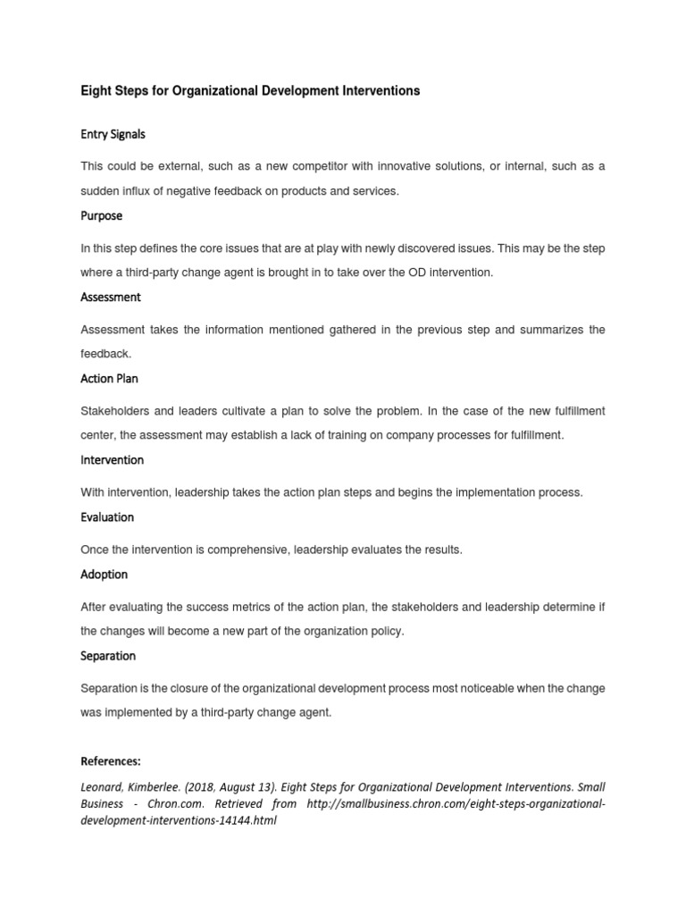 8 Steps For OD Interventions | PDF