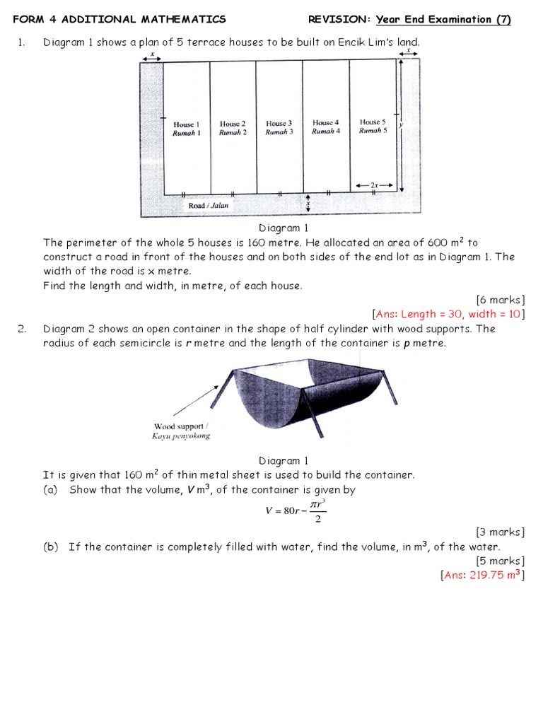 Form 4 Additional Mathematics Revision Pat | PDF Form 4 Additional Mathematics Revision Pat | PDF