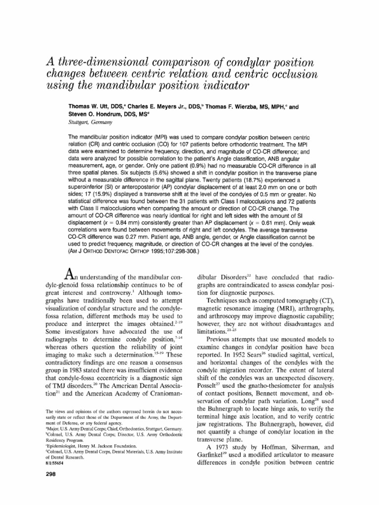 A Three-Dimensional Comparison of Condylar Position Changes Between ...