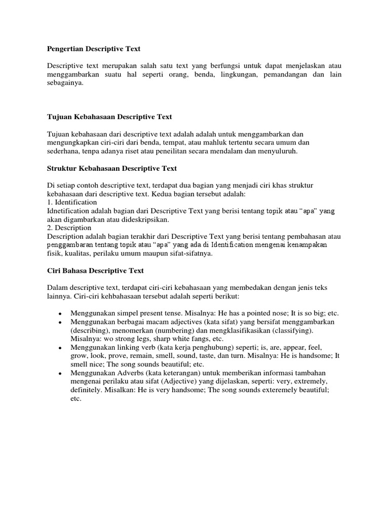 Pengertian Descriptive Text | PDF