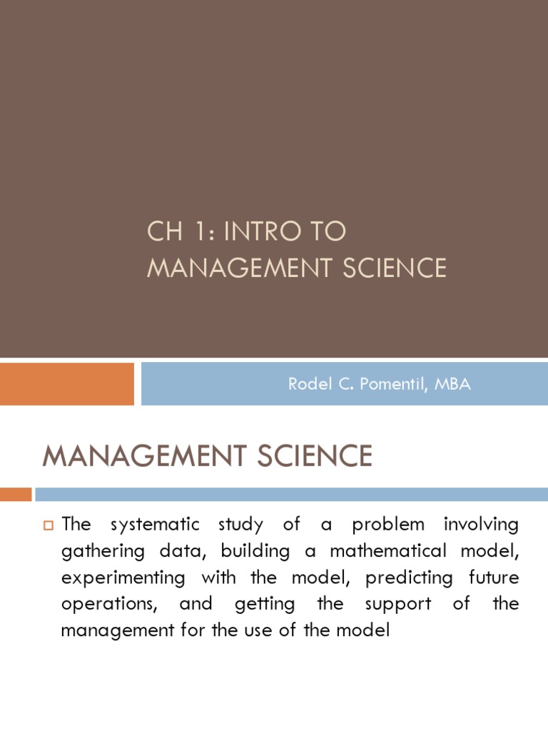 CH 1. Management Science | PDF