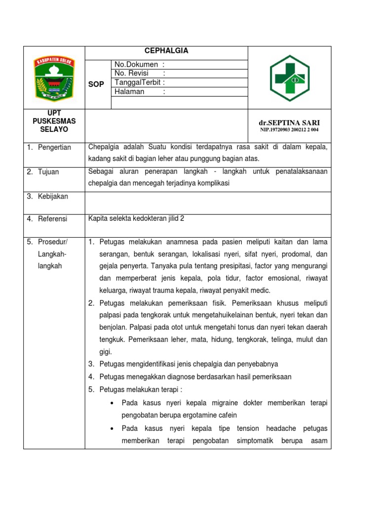 Sop Cephalgia | PDF