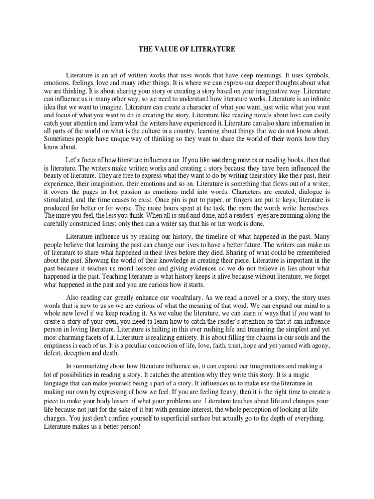 How Literature Influence Us | PDF