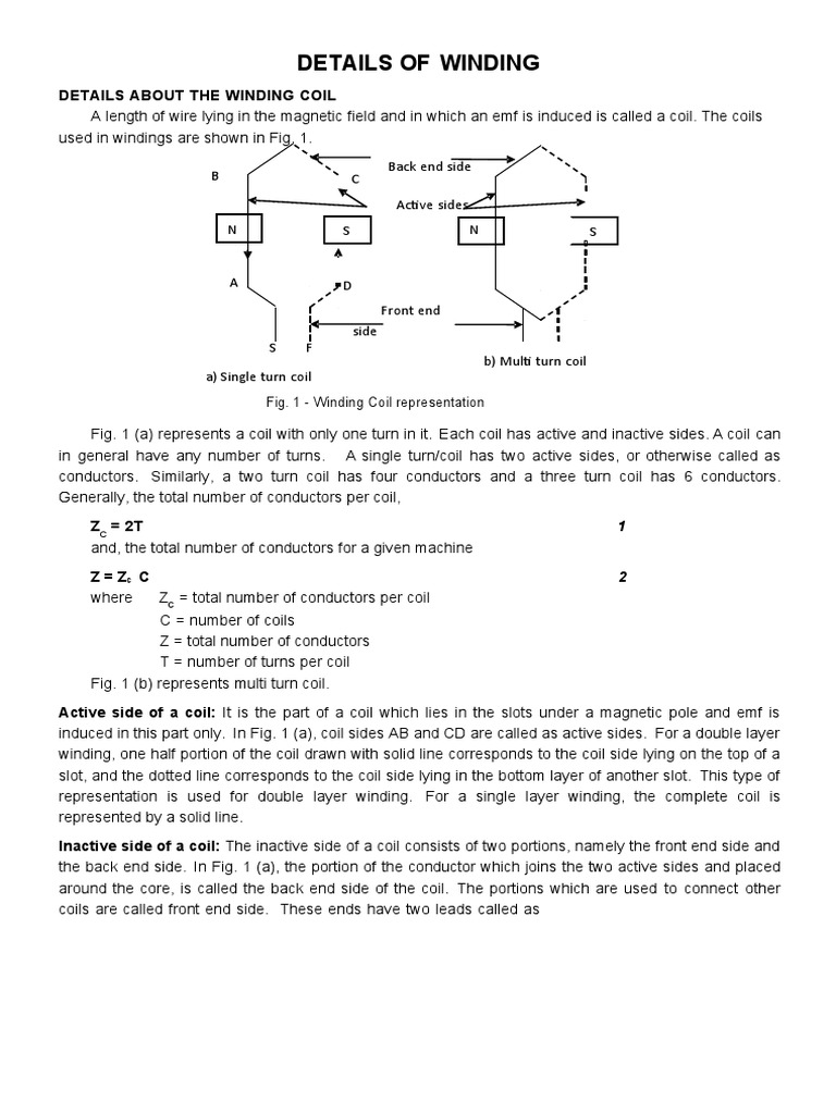 Motor Rewinding - DETAILS OF WINDING | PDF