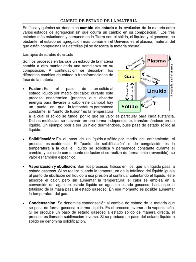 Cambio de Estado de La Materia | PDF