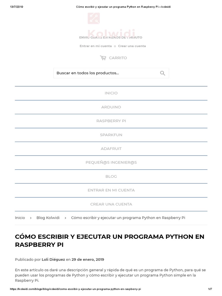 Cómo escribir y ejecutar un programa Python en Raspberry Pi – kolwidi | PDF